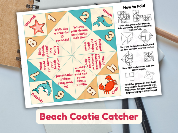 Beach Cootie Catcher Game | Printable Summer Activity for Kids – NxVDigital
